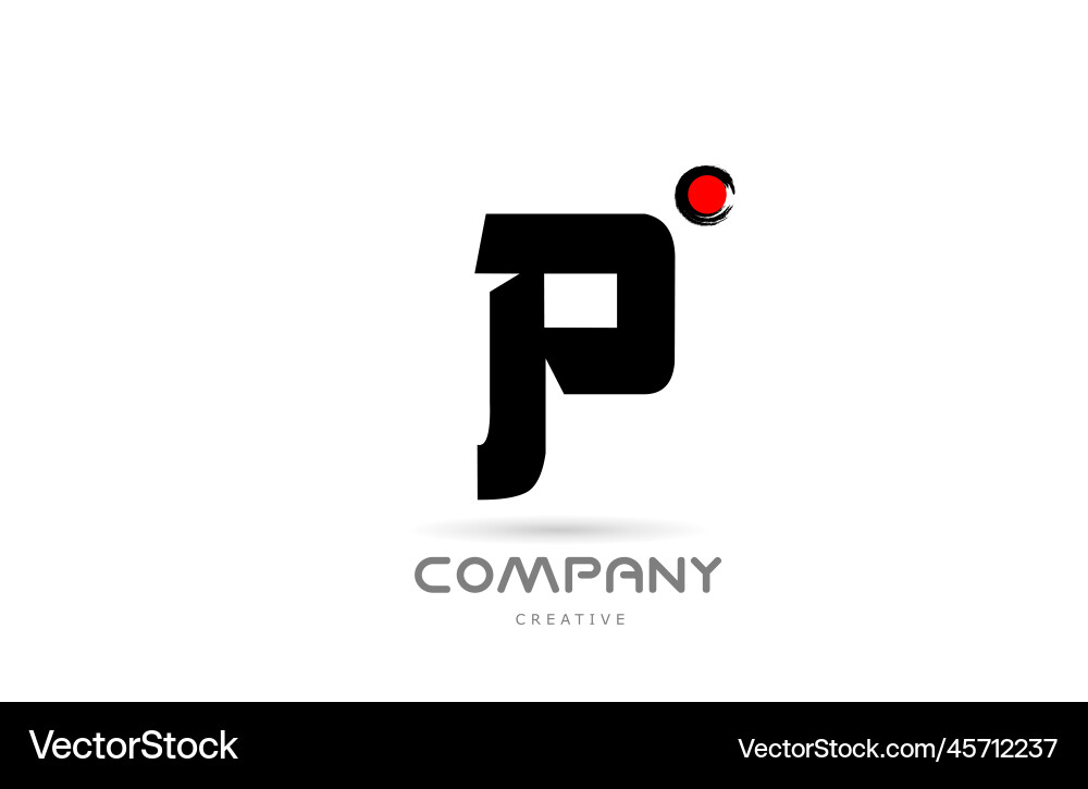 Simple black and white p alphabet letter logo Vector Image