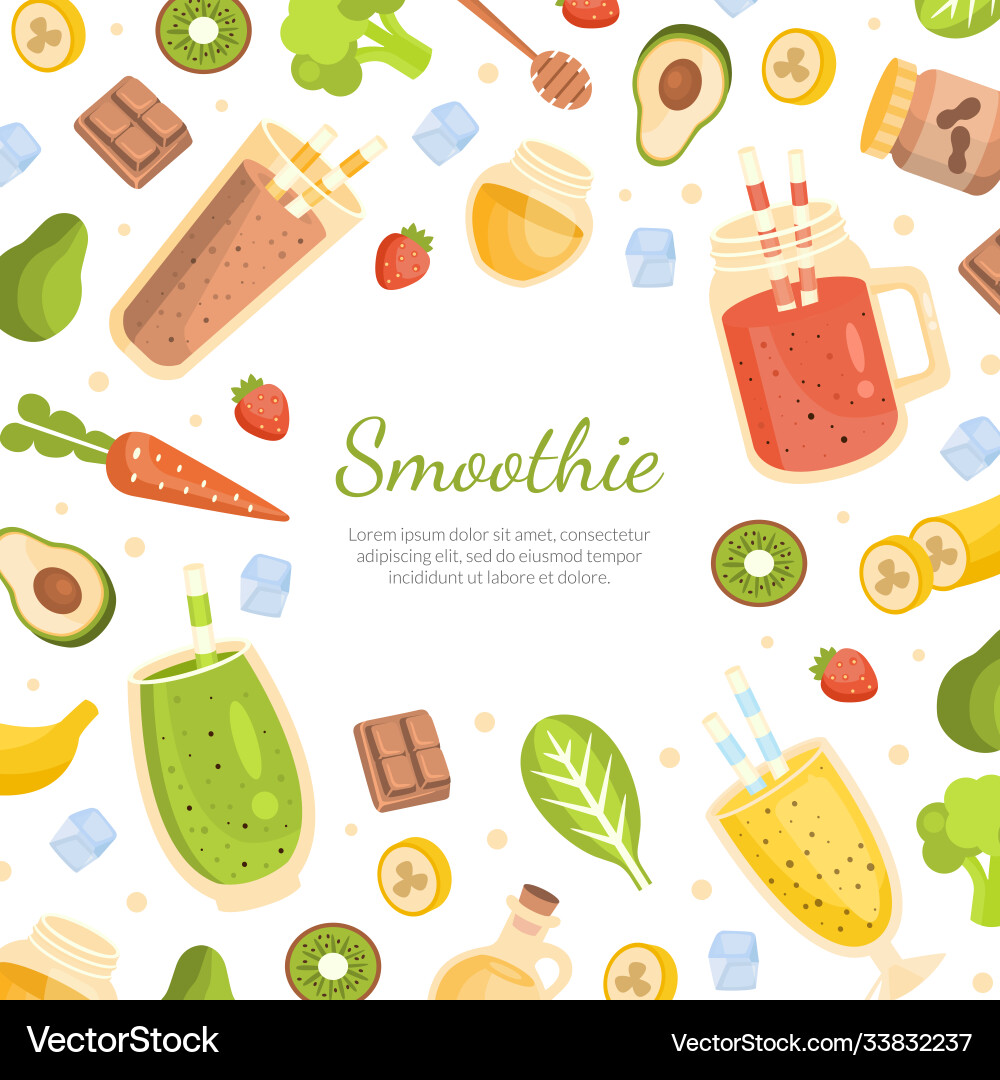Smoothie banner template with healthy vitamin Vector Image