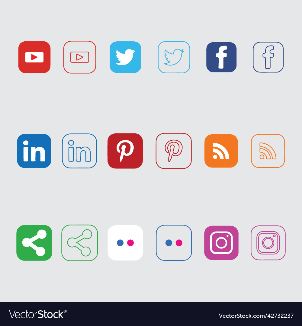 Social media icon collection Royalty Free Vector Image Social media icon collection Royalty Free Vector Image