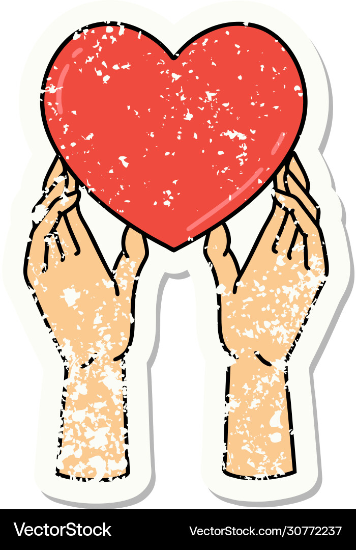 Traditional distressed sticker tattoo a hands Vector Image