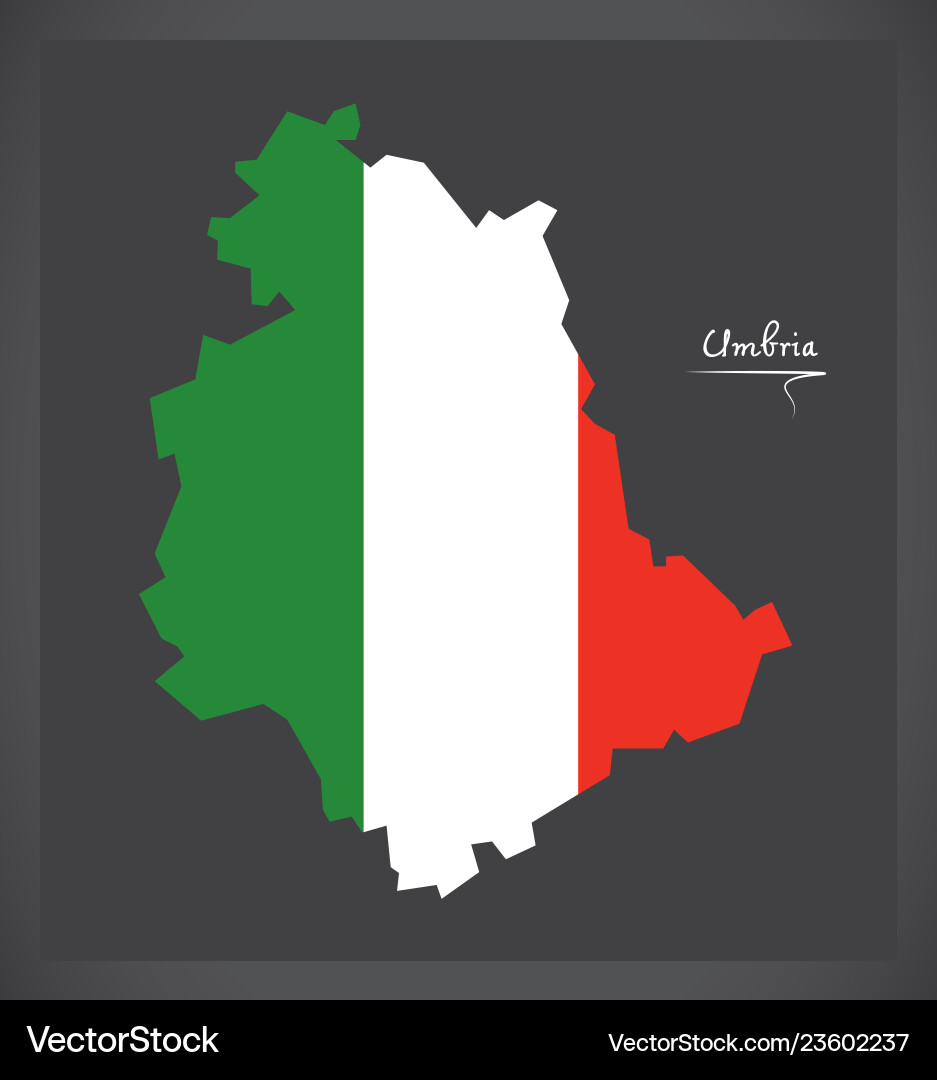 Umbria map with italian national flag Royalty Free Vector