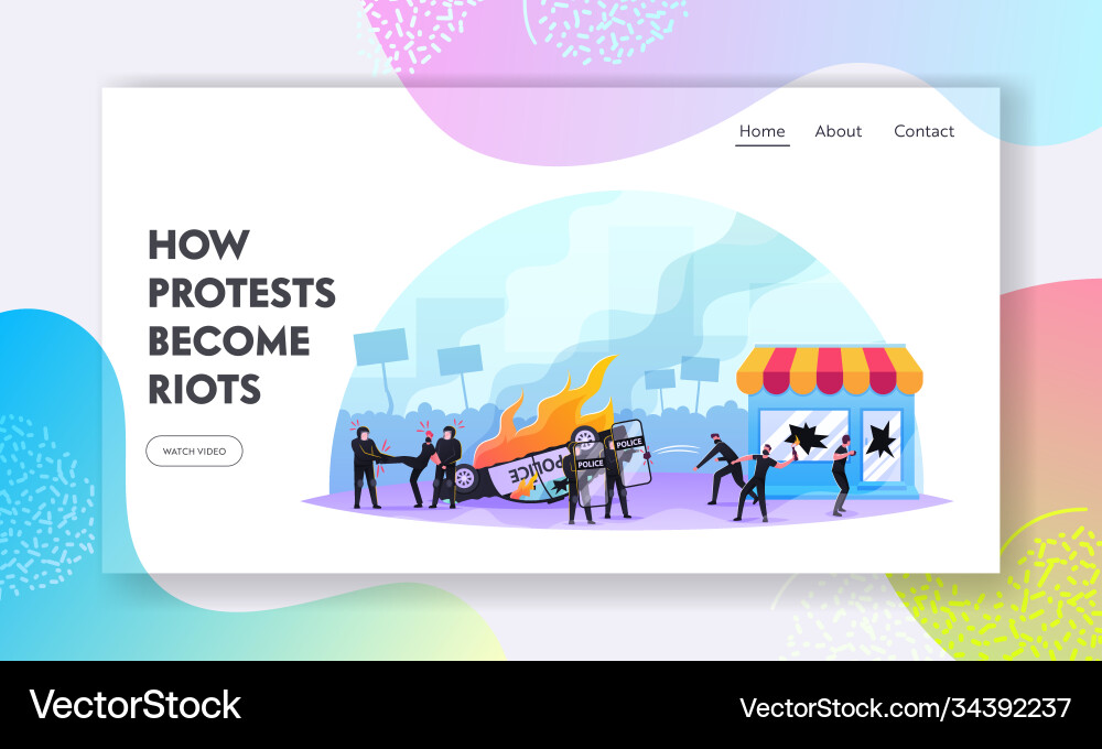 Violence riots looting landing page template Vector Image
