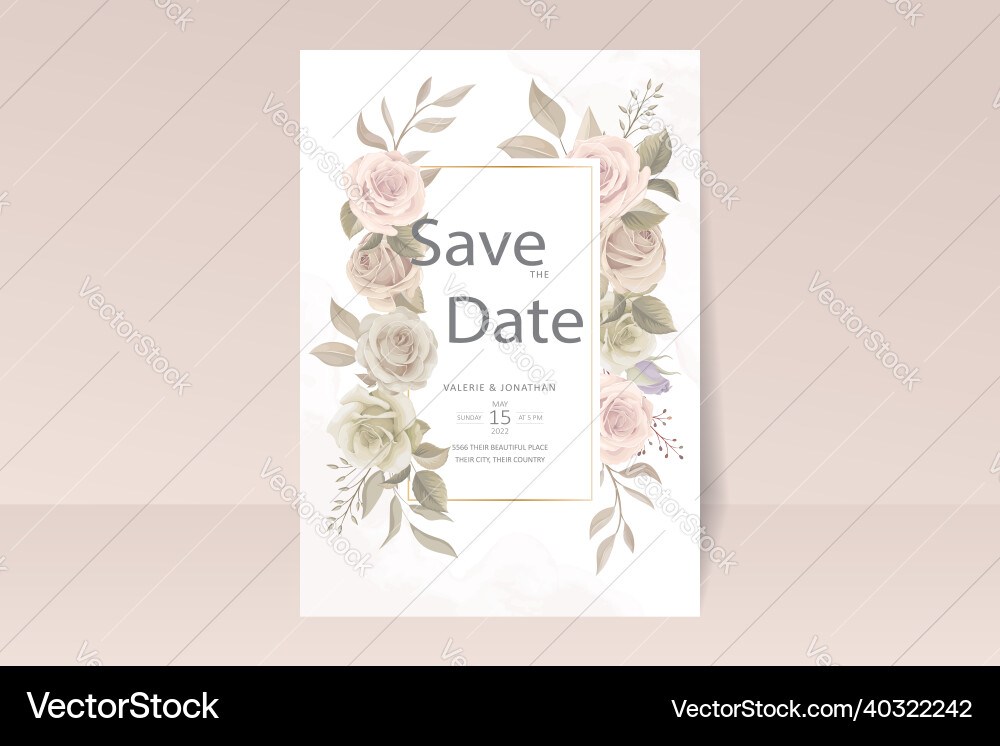 Beautiful hand drawn roses wedding invitation Vector Image