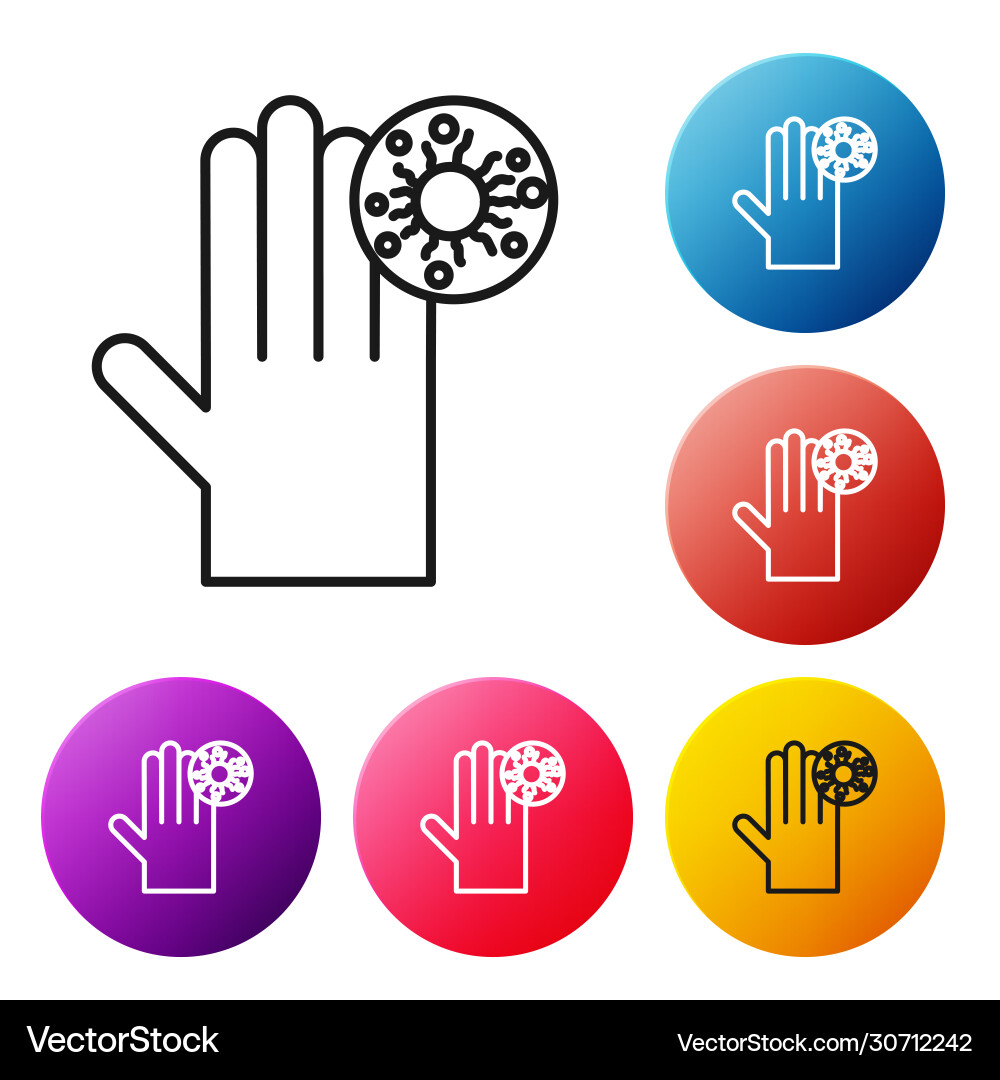 Black line hand with virus icon isolated on white Vector Image