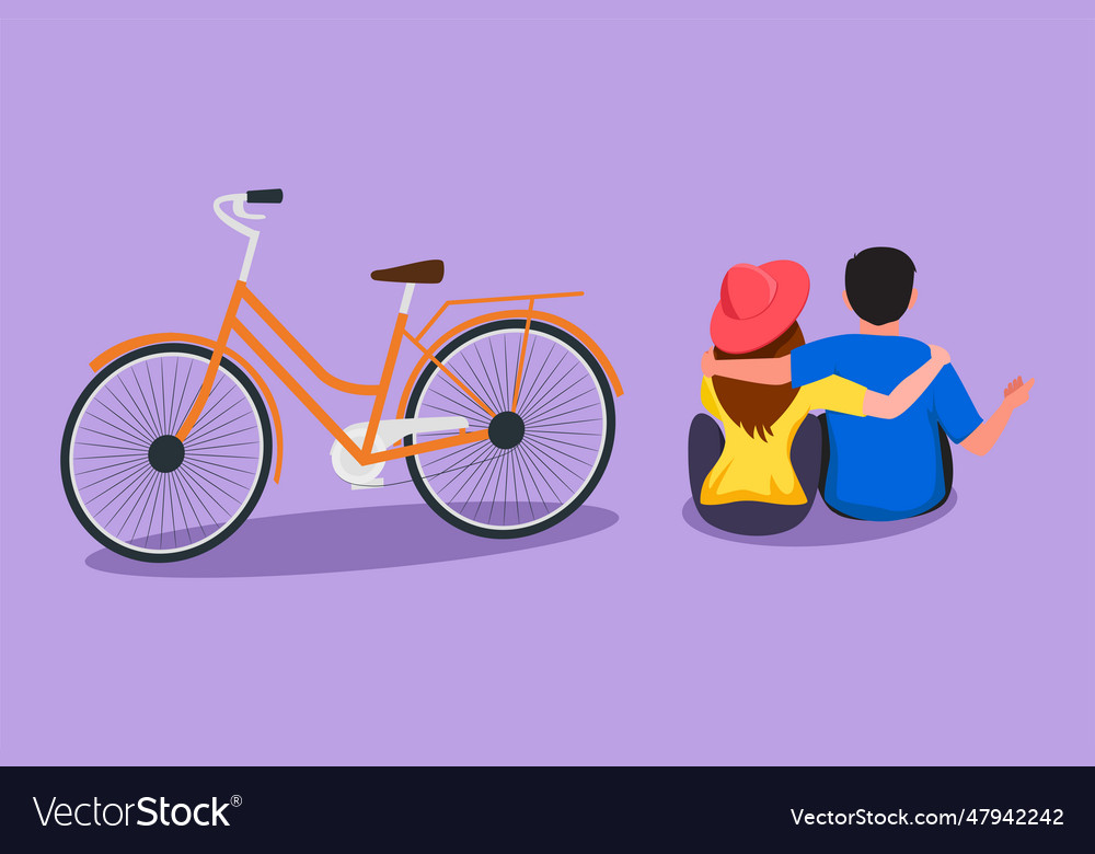 Character Flat Drawing Back View Romantic Teenage Vector Image