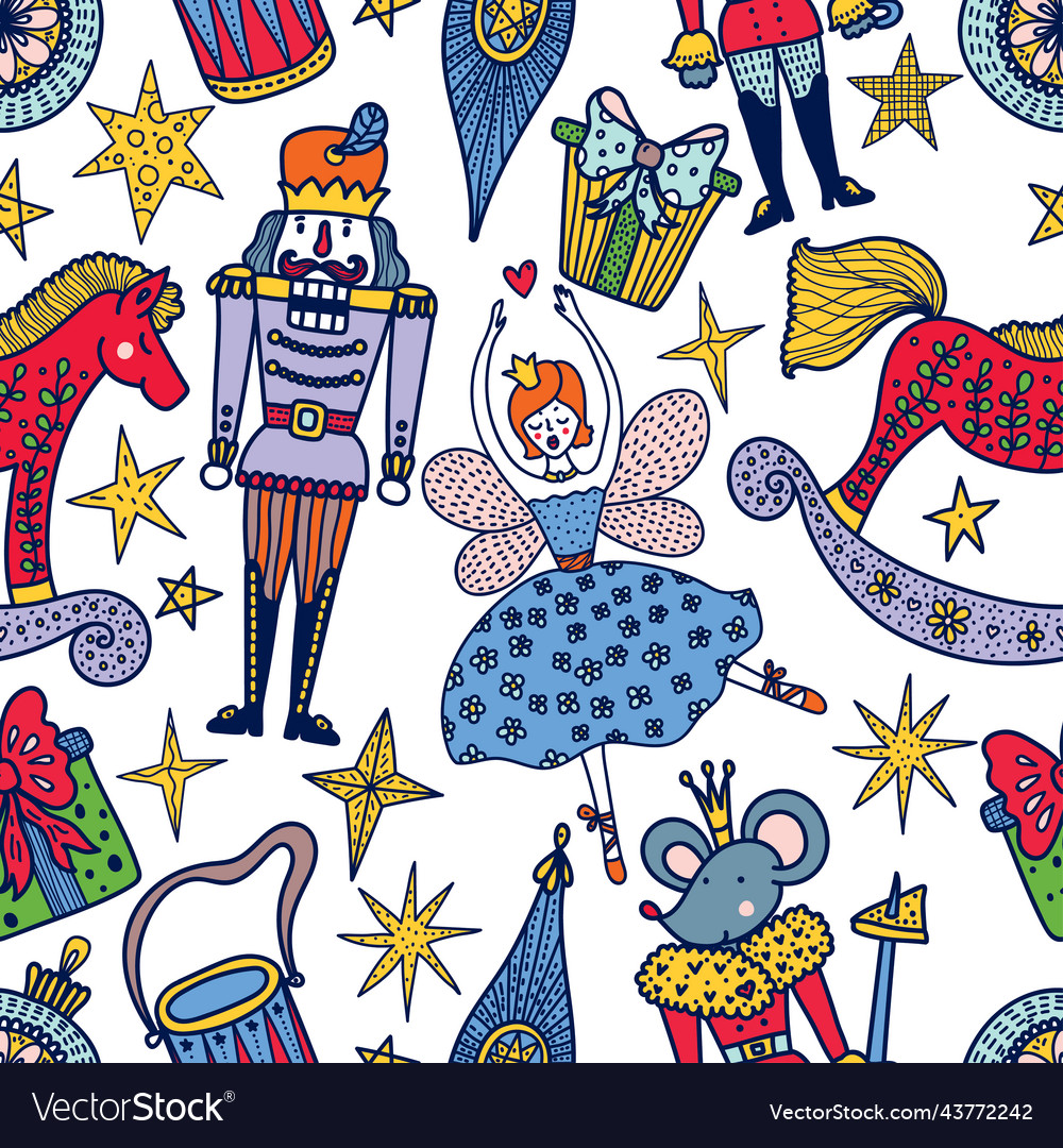 Christmas seamless nutcracker pattern Royalty Free Vector
