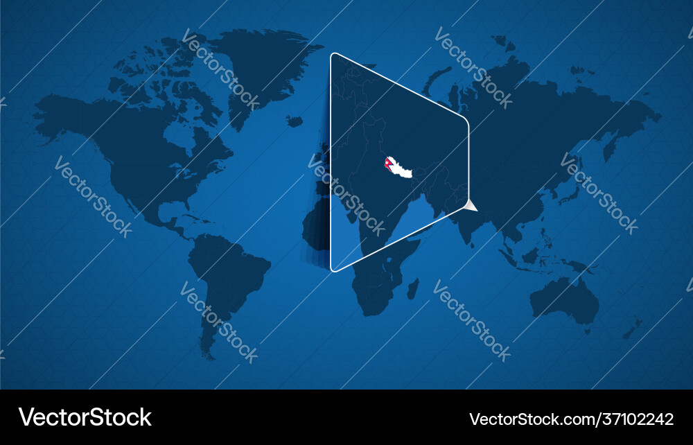 Detailed world map with pinned enlarged map Vector Image