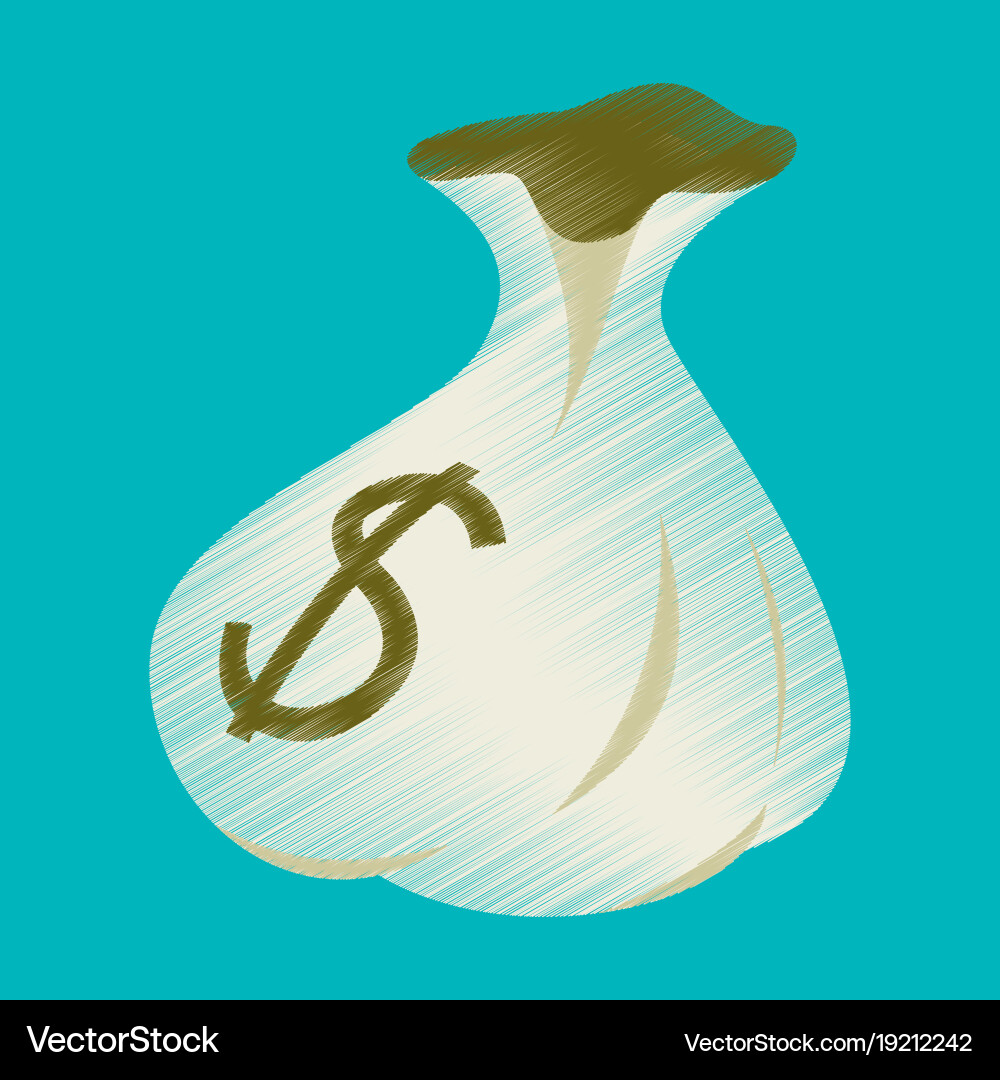 Flat shading style icon bag with money Royalty Free Vector