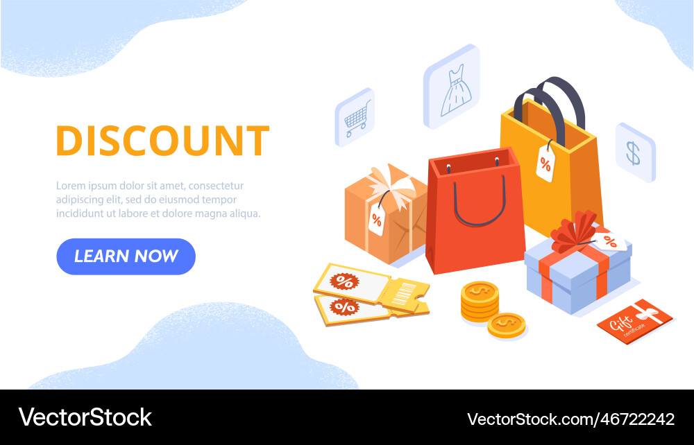 Isometric discount concept Royalty Free Vector Image
