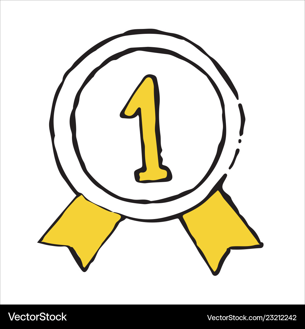 Medal for victory doodle icon Royalty Free Vector Image