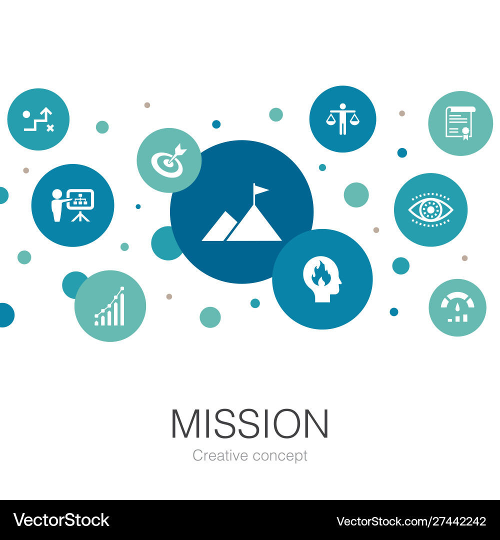 Mission trendy circle template with simple icons Vector Image