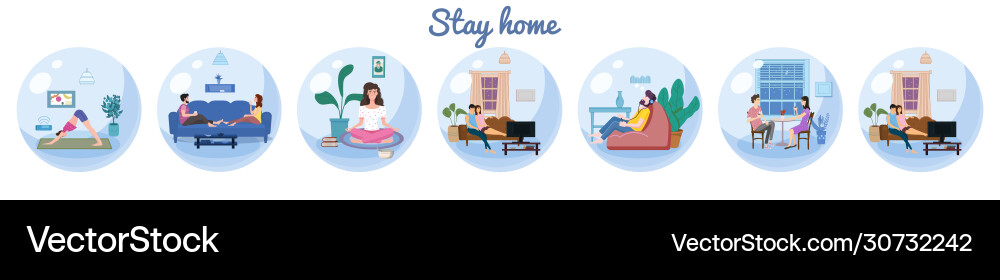 Set stay home quarantine consent banners self Vector Image
