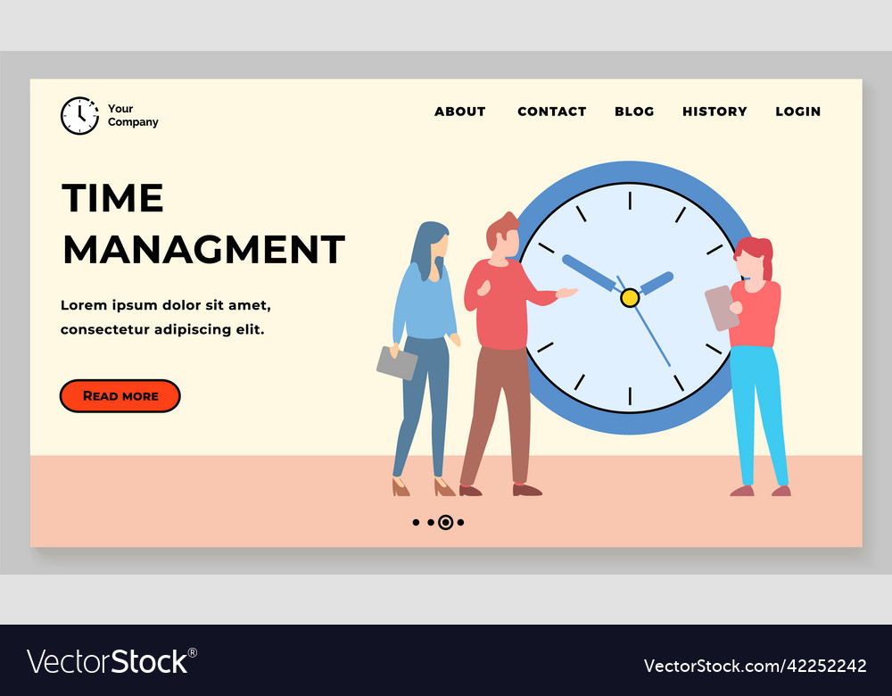 Time management workflow organization website Vector Image Time management workflow organization website Vector Image