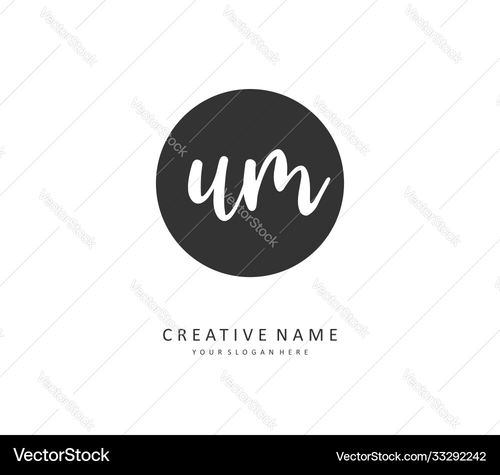 U m um initial letter handwriting and signature Vector Image