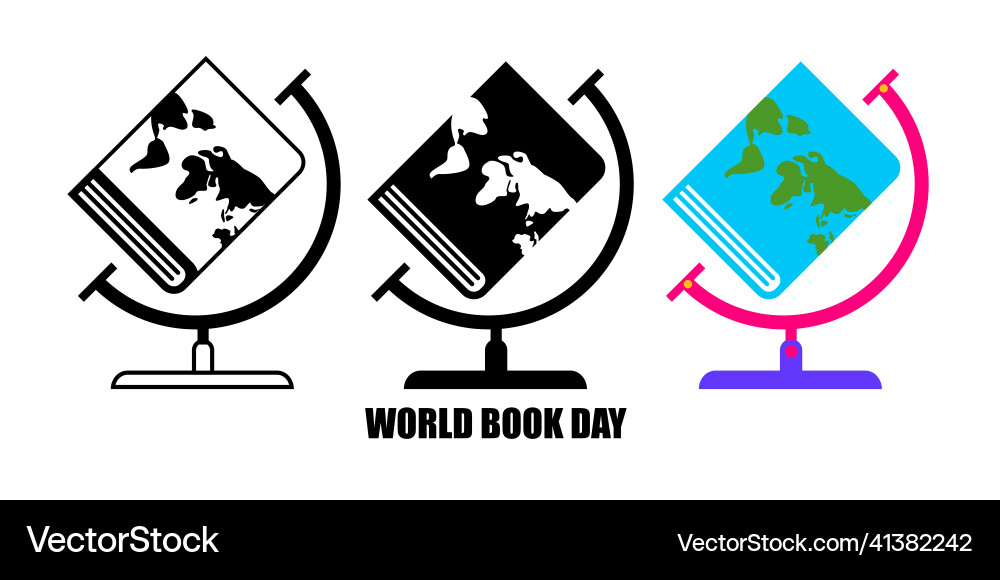 World book and copyright day logo icon flat Vector Image