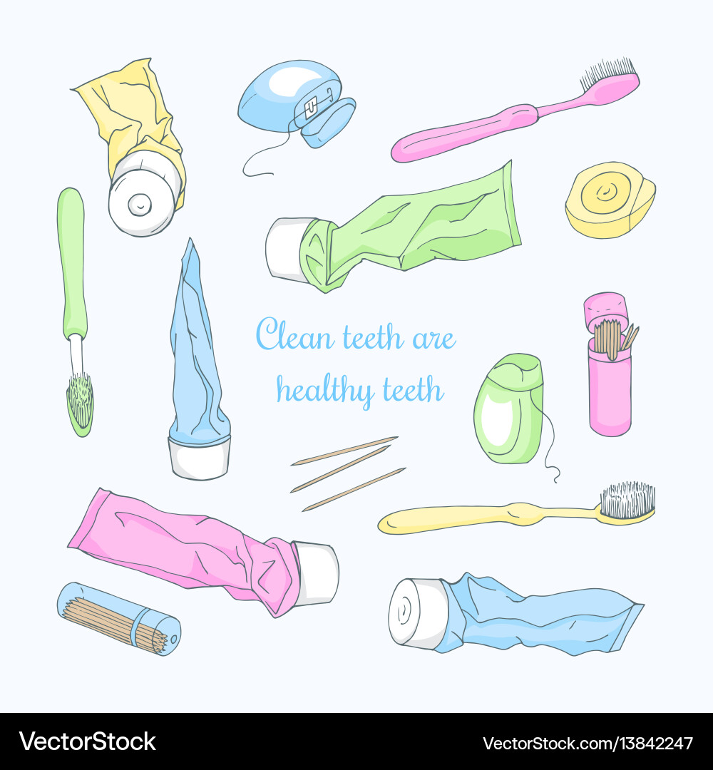 Accessories for dental hygiene Royalty Free Vector Image