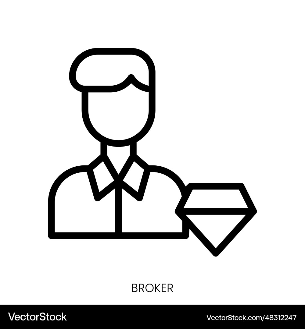 Broker icon line art style design isolated Vector Image