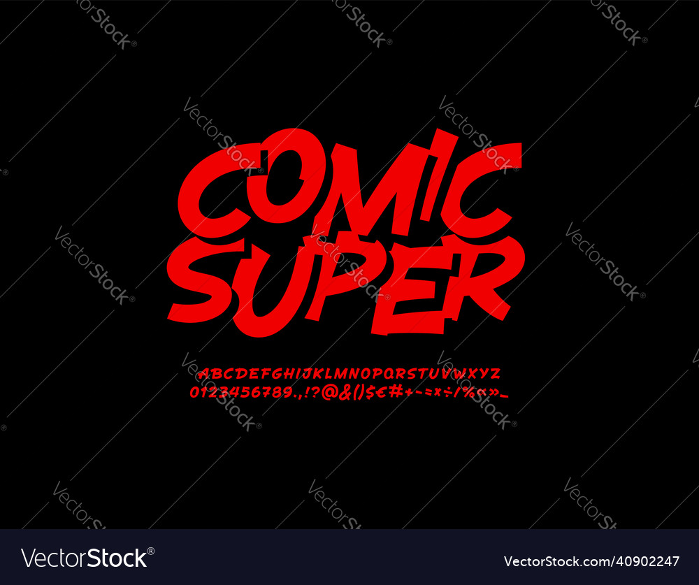 Comic handwritten font script cursive alphabet Vector Image