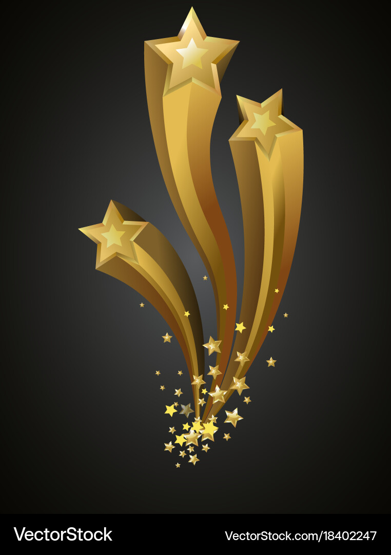 Golden bright shiny stars Royalty Free Vector Image