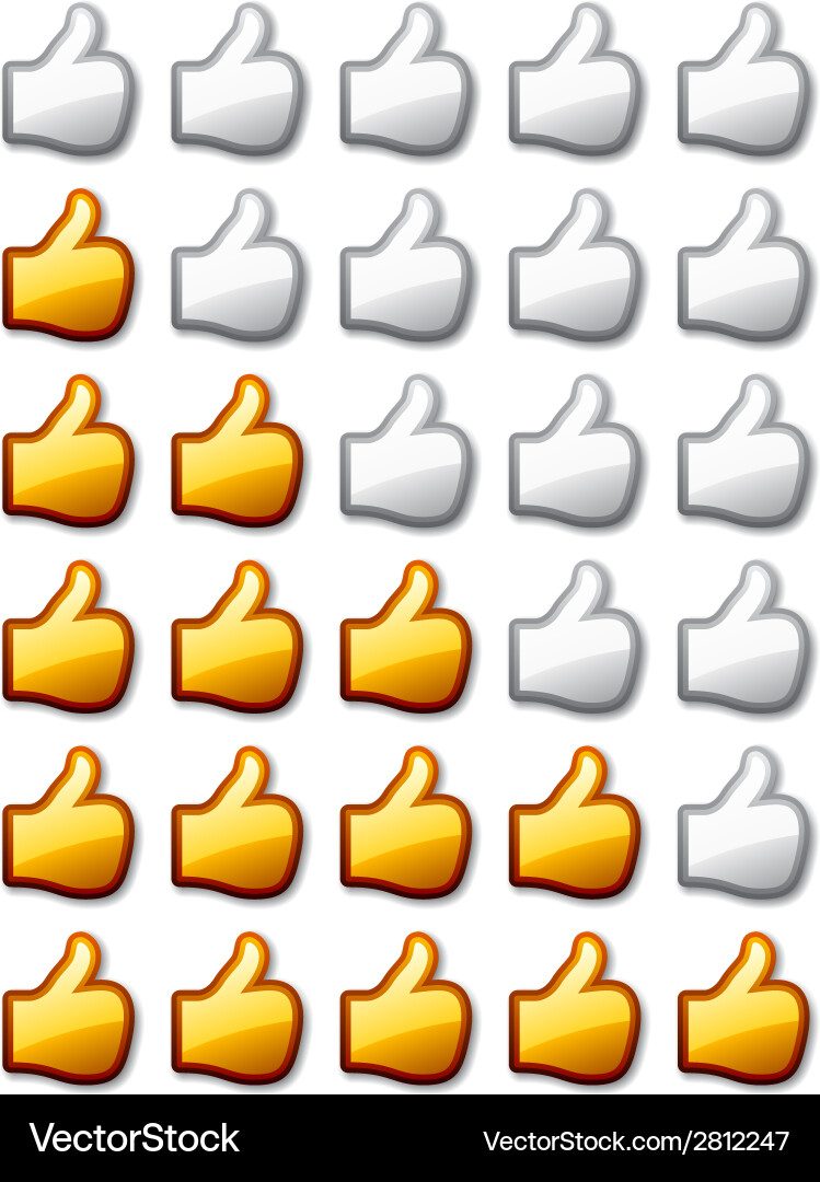 Golden rating thumb up hands Royalty Free Vector Image