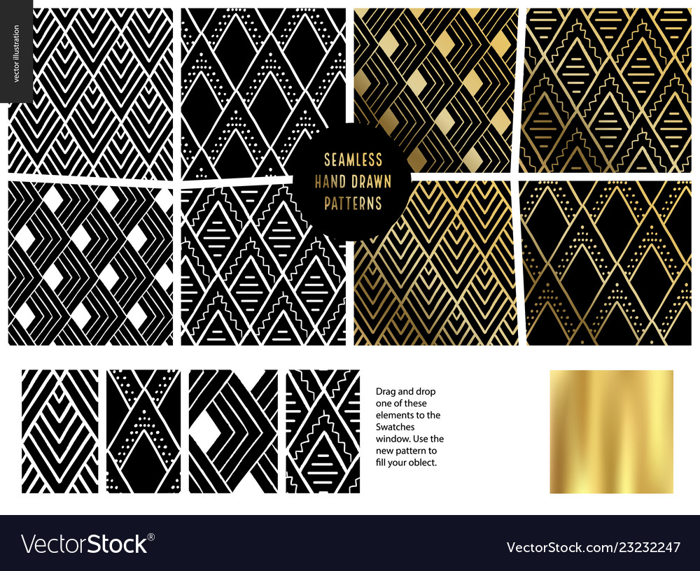 Hand drawn patterns - black Royalty Free Vector Image