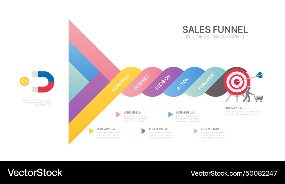 Infographic sales funnel diagram template Vector Image