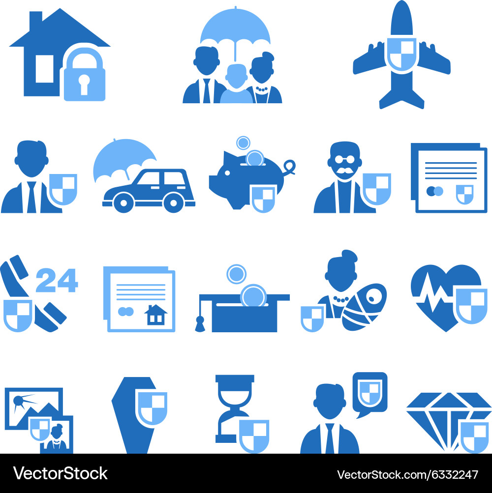 Insurance icons in handdrawn style Royalty Free Vector Image