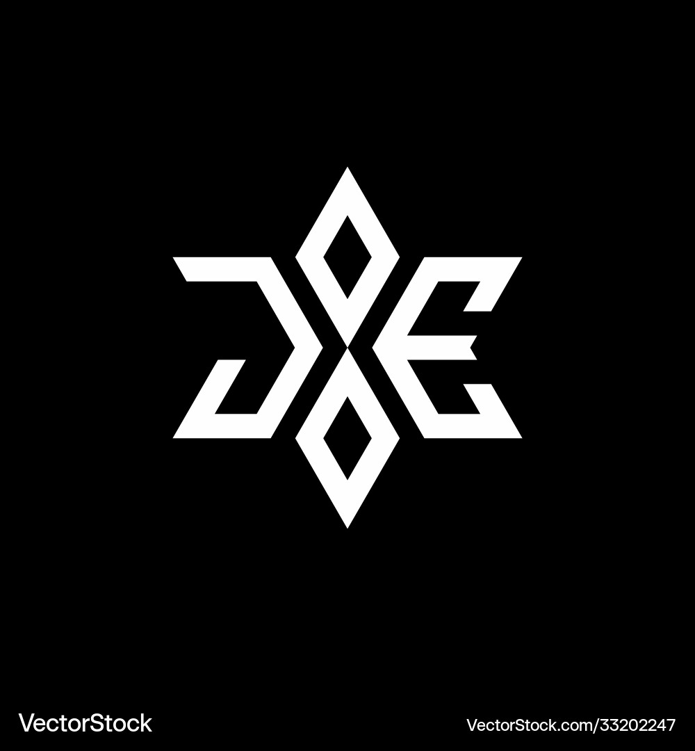 Je monogram logo with star shape and luxury style Vector Image