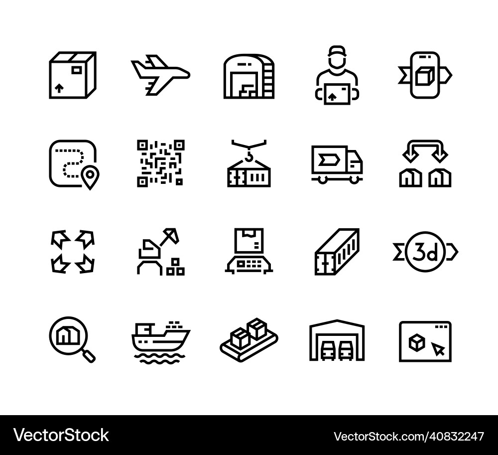 Logistic line icons outline cargo shipping Vector Image
