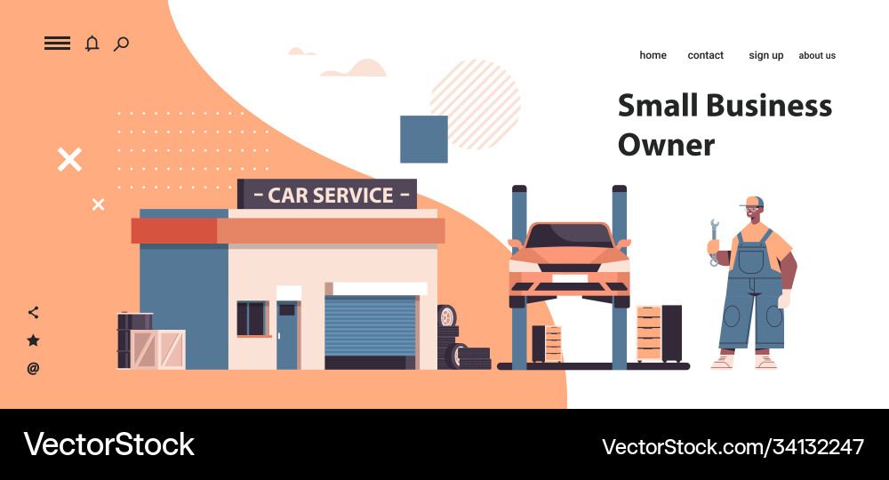 Mechanic working and fixing vehicle car service Vector Image