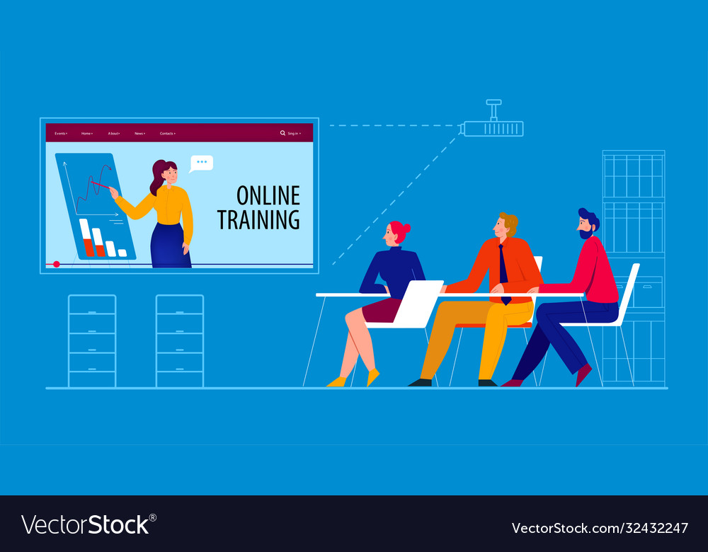 Online training course composition Royalty Free Vector Image