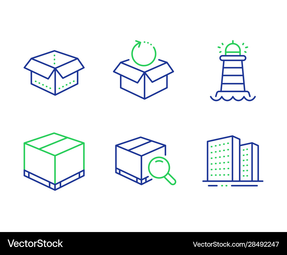 Open box delivery and search package icons Vector Image