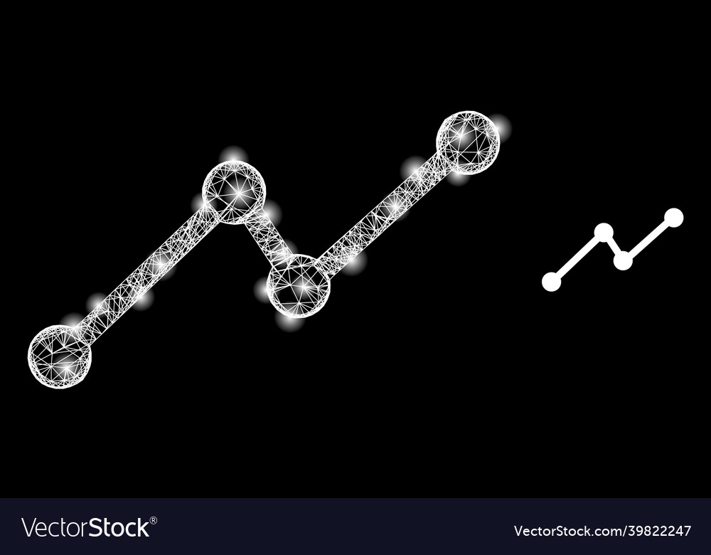 Polygonal Wire Frame Mesh Chart With Light Spots Vector Image