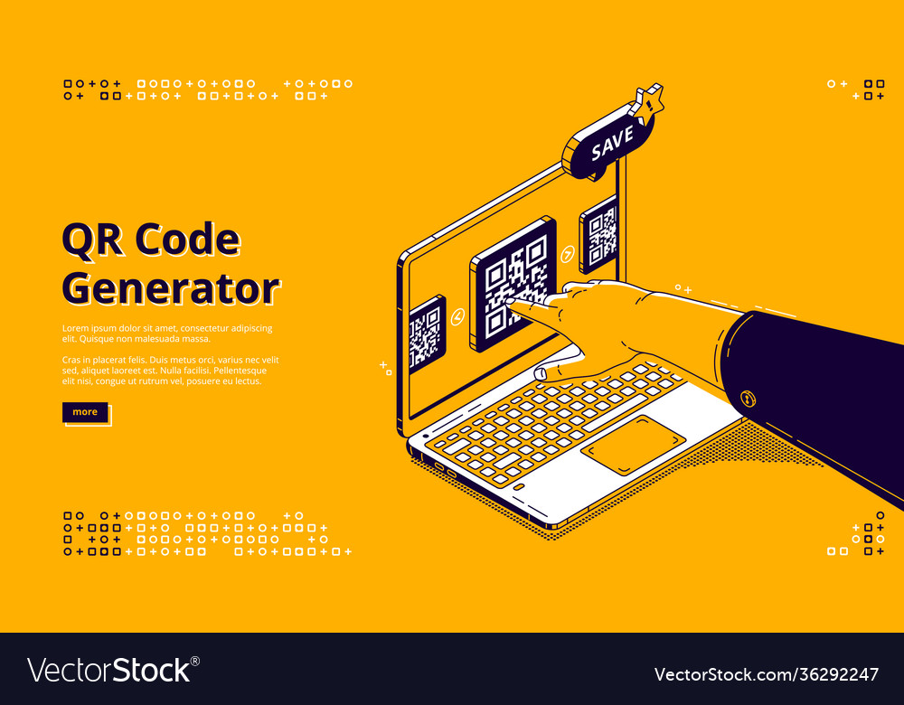 Qr code generator isometric landing page banner Vector Image
