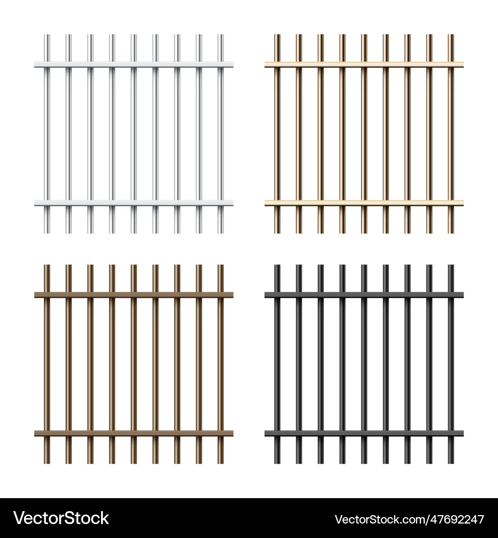 Realistic shiny metal prison bars isolated Vector Image