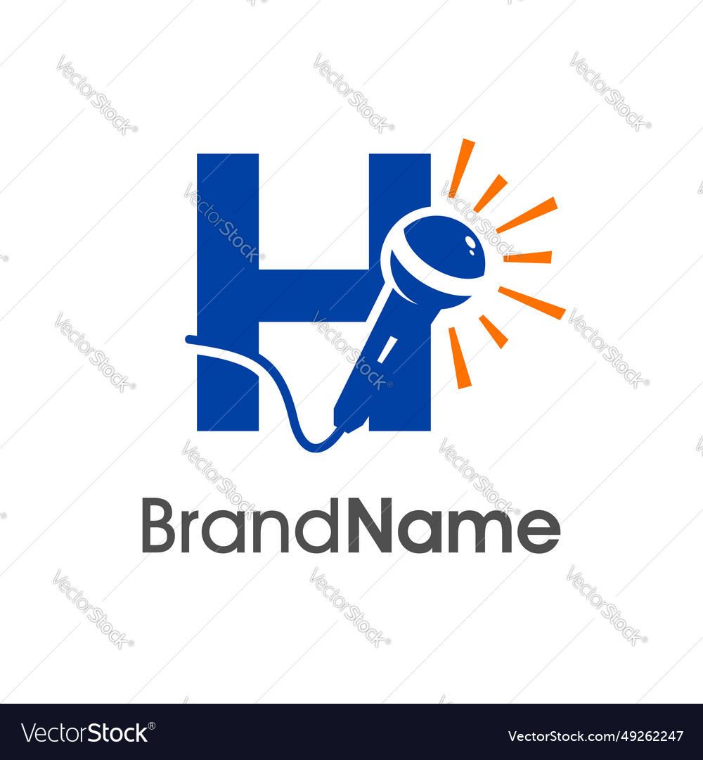 Simple initial h microphone logo Royalty Free Vector Image