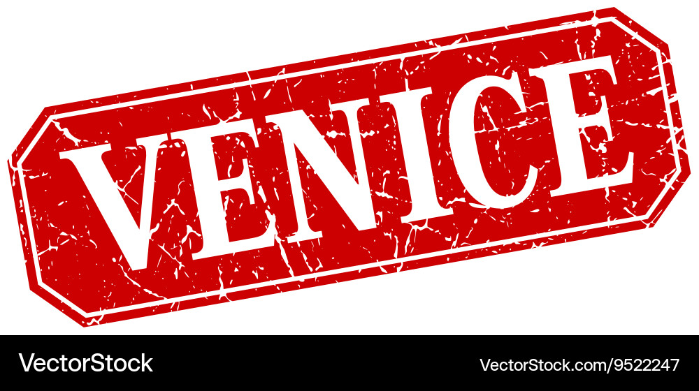 Venice red square grunge retro style sign Vector Image