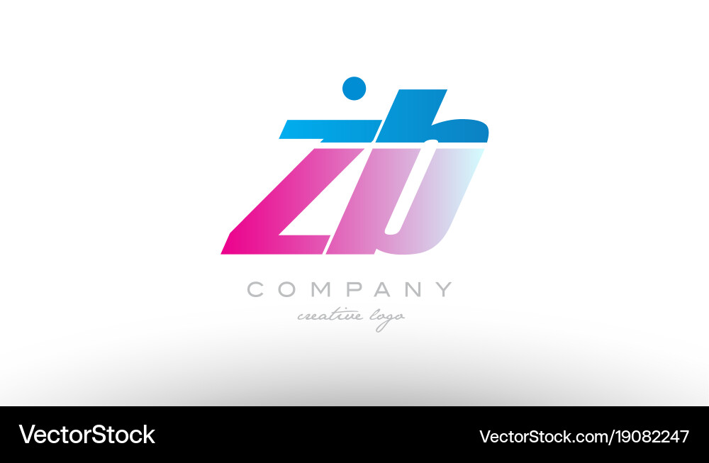 Zb z b alphabet letter combination pink blue bold Vector Image