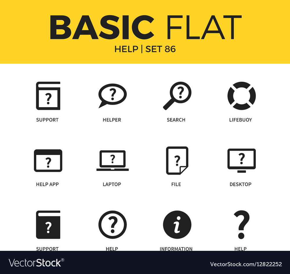 Basic set help icons Royalty Free Vector Image