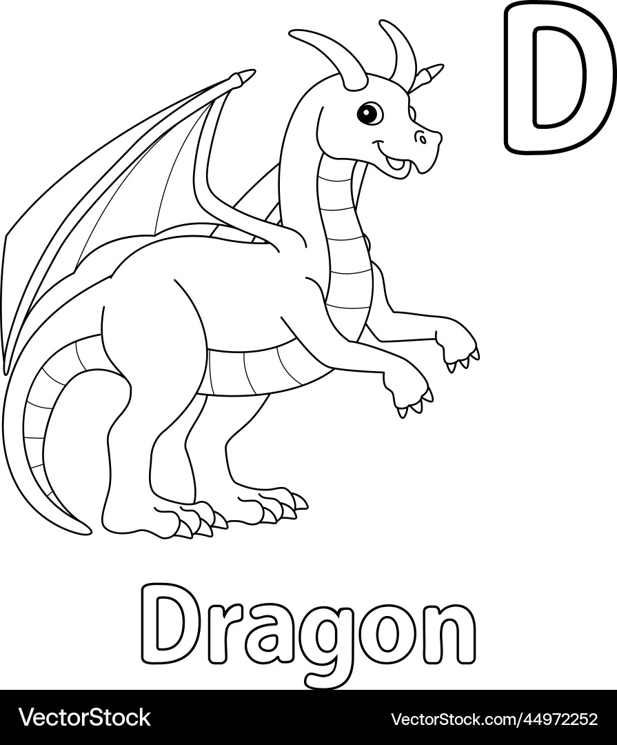 Dragon animal alphabet abc isolated coloring d Vector Image