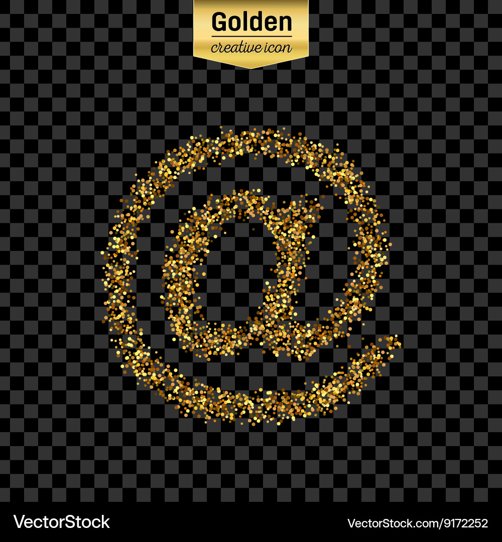 Gold glitter icon of e-mail isolated Royalty Free Vector