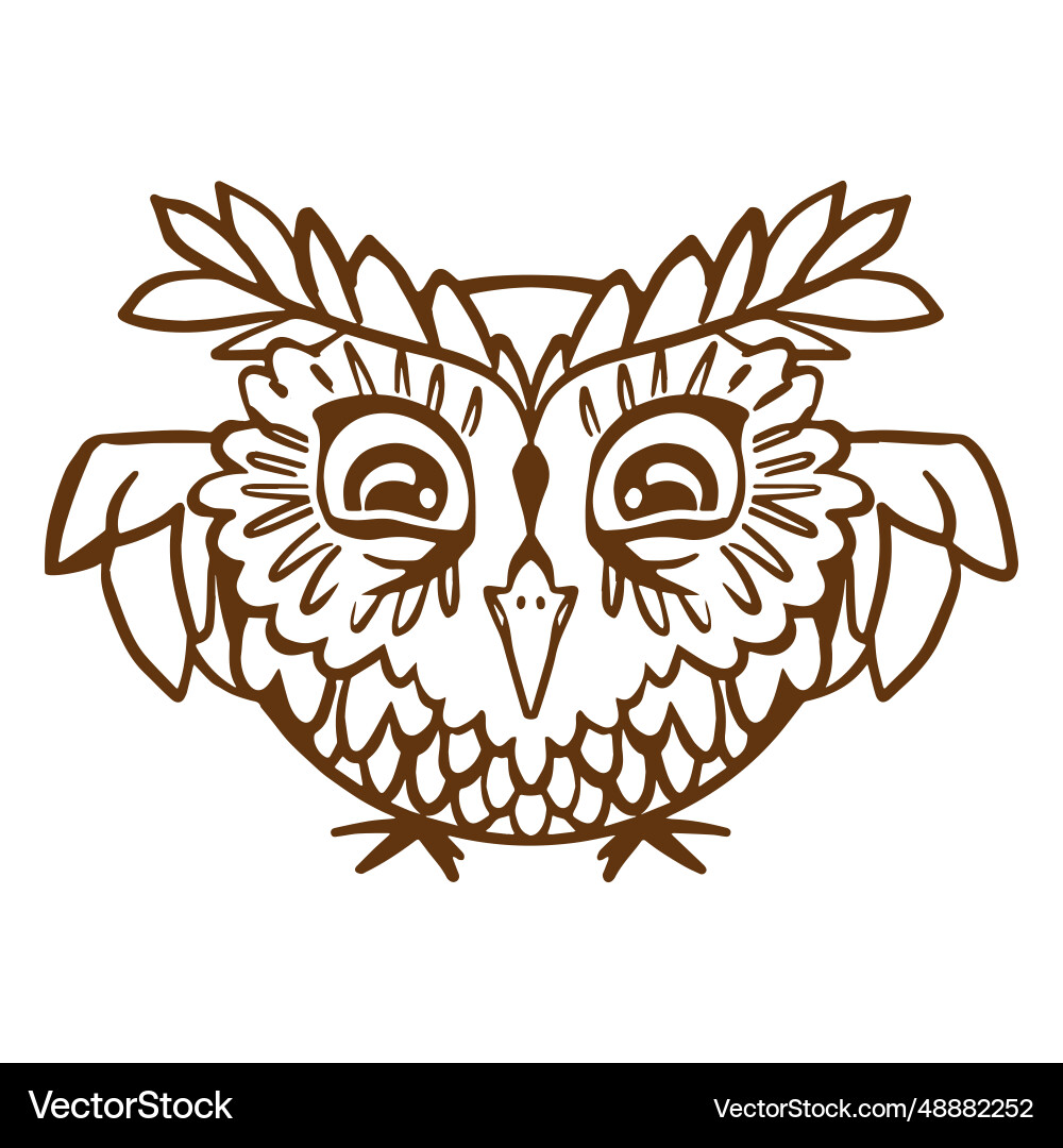 Happy owl stroke Royalty Free Vector Image - VectorStock