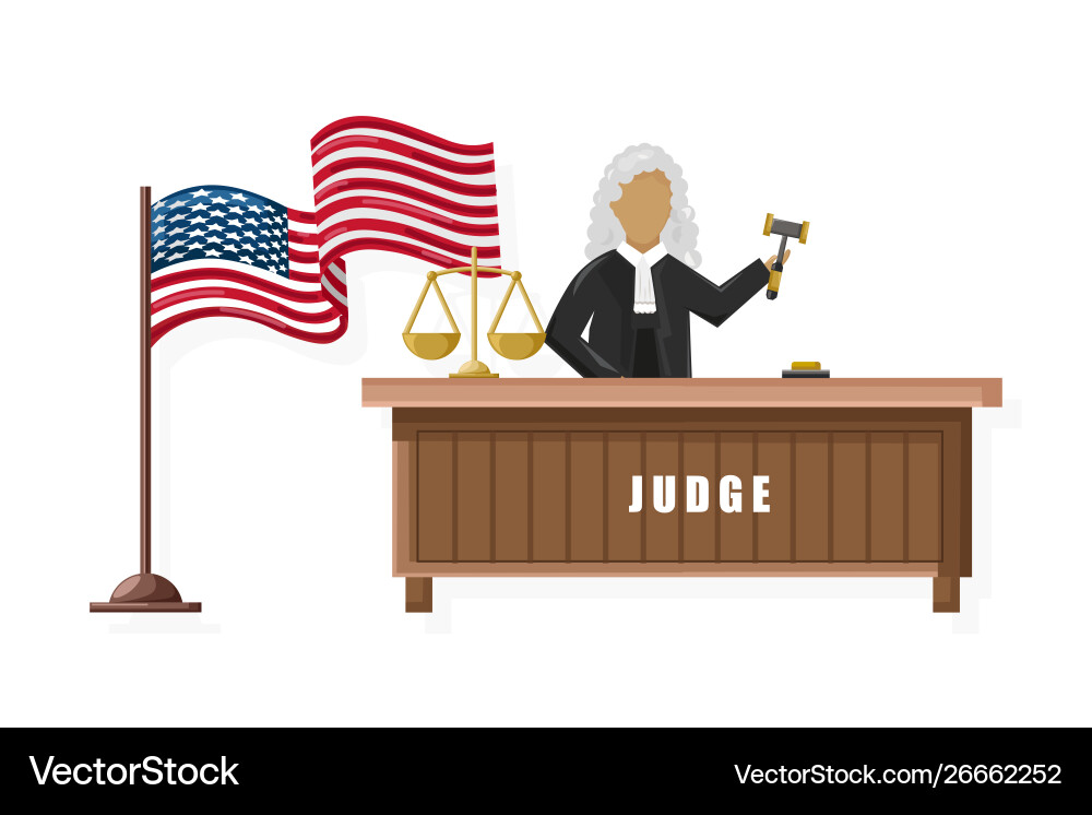 Judge flat style american flag justice Royalty Free Vector