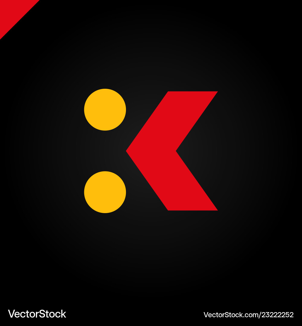Letter k logo arrow with two dots icon design Vector Image