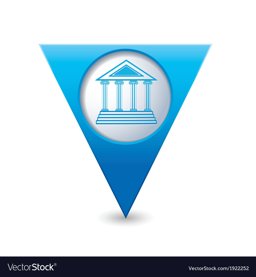 Museum icon map pointer blue Royalty Free Vector Image