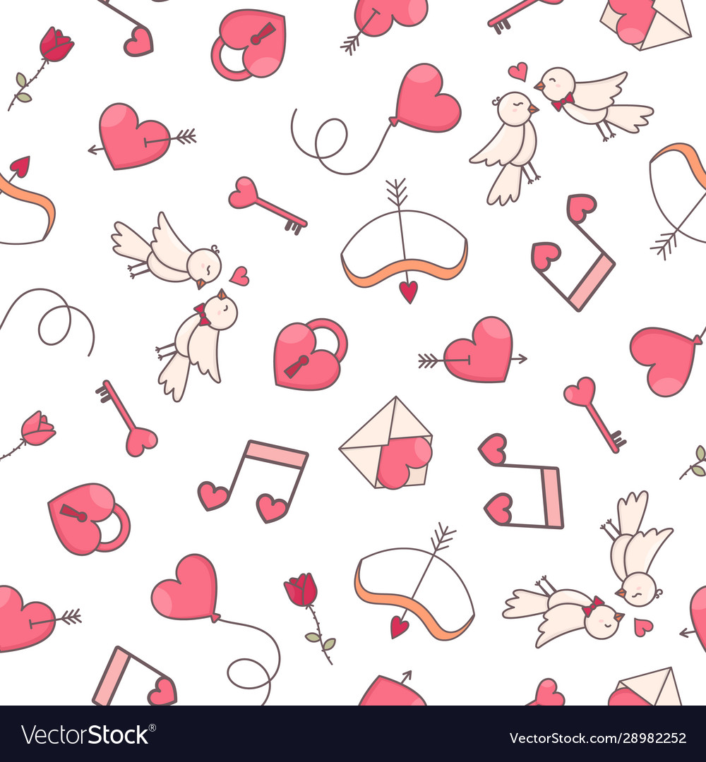 Romantic seamless pattern design Royalty Free Vector Image