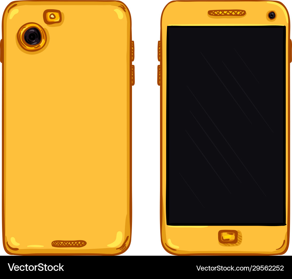 Set cartoon smartphones back and front view Vector Image