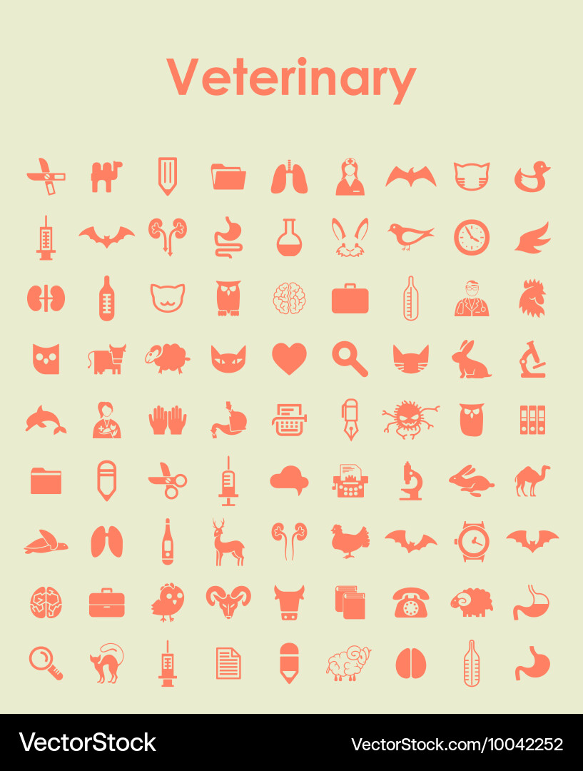Set of veterinary simple icons Royalty Free Vector Image