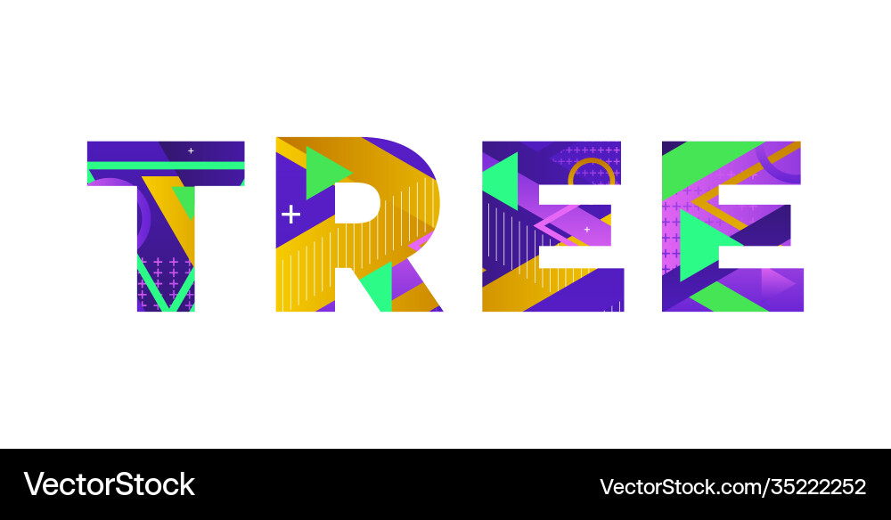 Tree concept retro colorful word art Royalty Free Vector