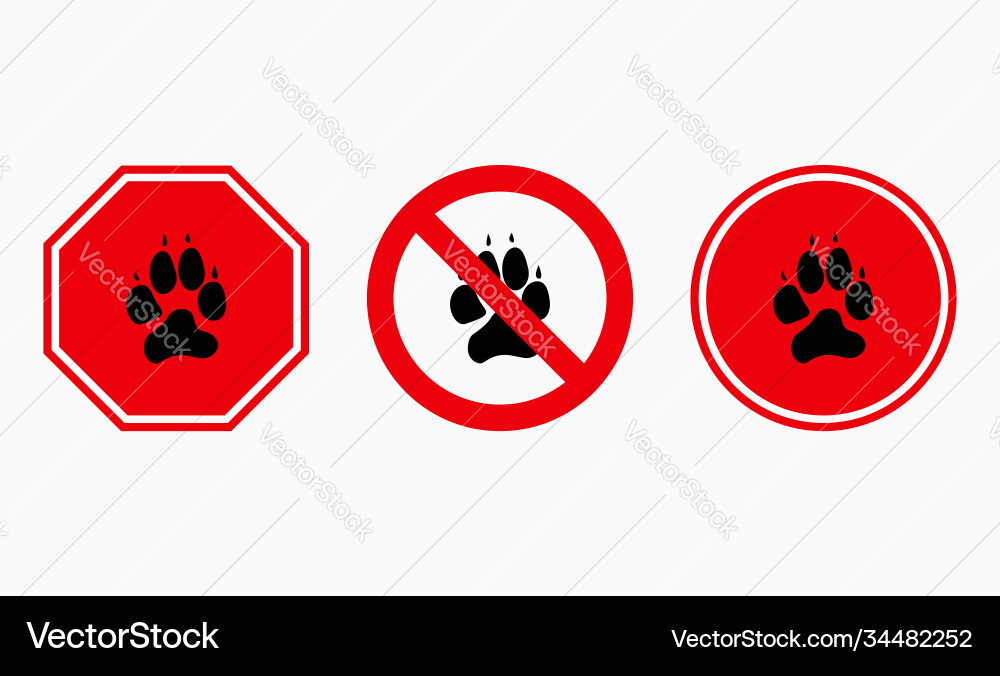 Warning about dangerous wild animals paw icon Vector Image